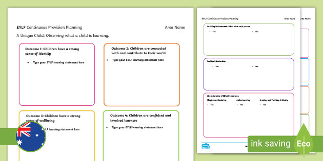 EYLF Editable Continuous Provision Plan | EYLF Resources EYLF Editable Continuous Provision Plan | EYLF Resources