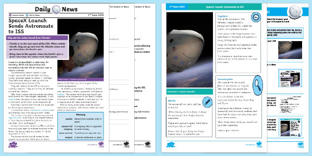 SpaceX Launch Astronauts to ISS Daily Activity and Story Pack (ages 7-11)