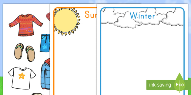 Winter and Summer Clothes Sorting Activity - English (United