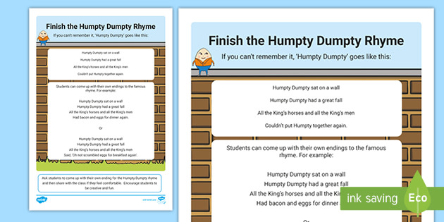 Humpty Dumpty Rhyme (teacher made)