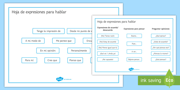 Expressions for Discussions and Debates Word Mat Spanish