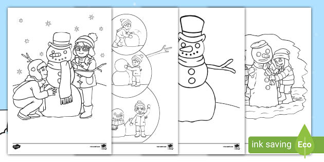 Snow People Coloring Sheets (Teacher-Made)