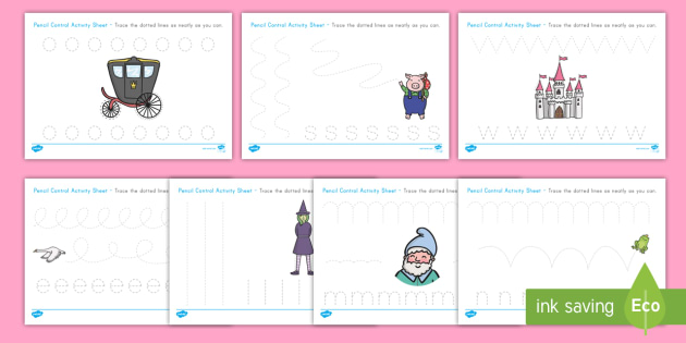 Fairy Tale Themed Pencil Control Worksheet / Worksheets