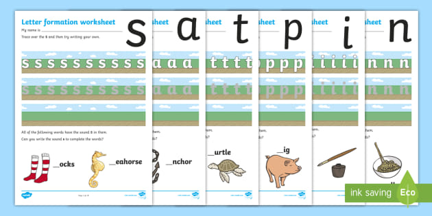 *NEW* Ground Grass and Sky Letter Formation Phase 2 Worksheets