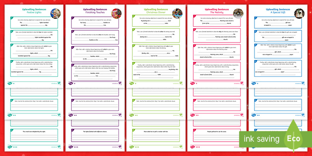 UKS2 Uplevelling Christmas Sentences Worksheets