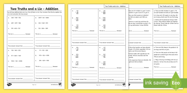 Two Truths and a Lie – Addition