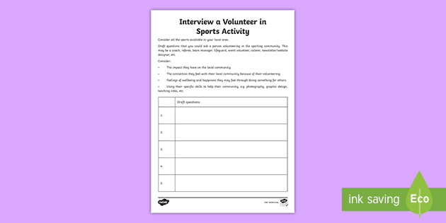Interview a Volunteer in Sports Activity (teacher made)