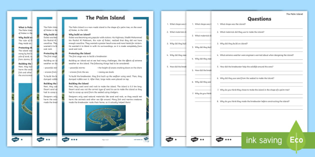 Palm Island Jumeirah Differentiated Reading Comprehension Activity