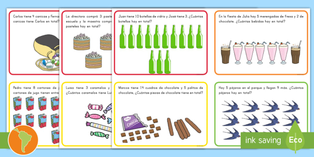 Tarjetas de desafío: Problemas de sumas