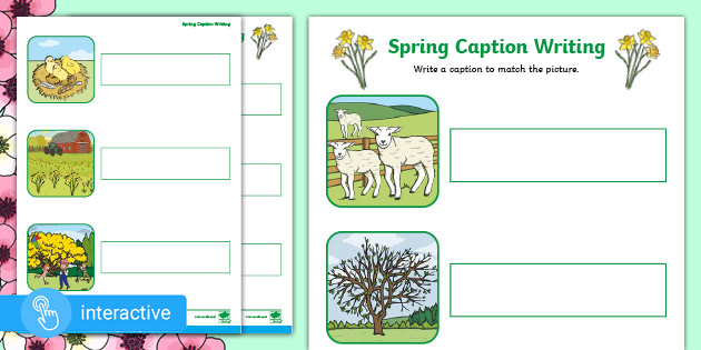 Interactive PDF: Spring-Themed Caption Writing Activity