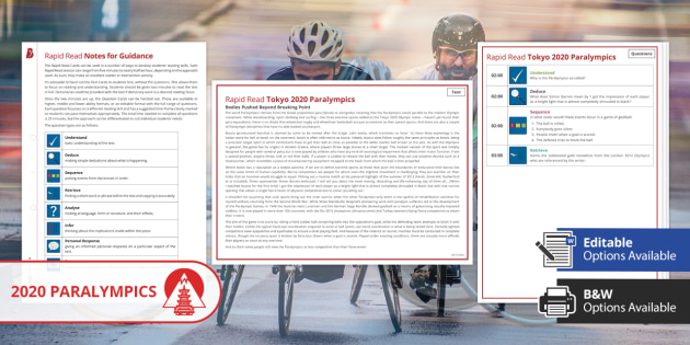 Paralympics History Reading Comprehension | Beyond English