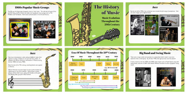 Musical Styles Through the 20th Century PowerPoint - musical