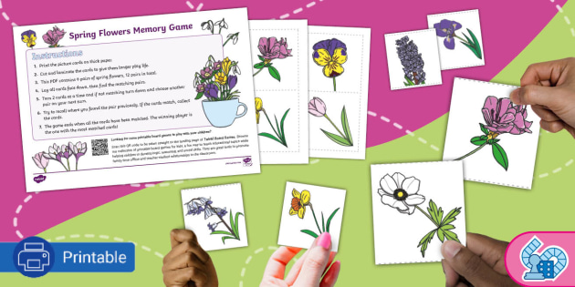 Spring Flowers Memory Game for Spring Activities
