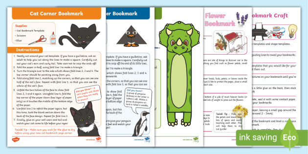 FREE! - Homemade Bookmark Craft Ideas Pack (teacher made)