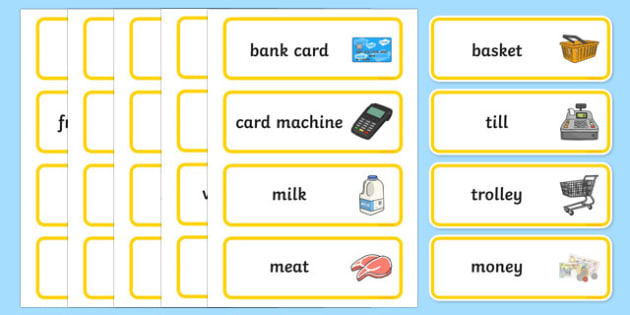 Supermarket Word Cards (teacher made)