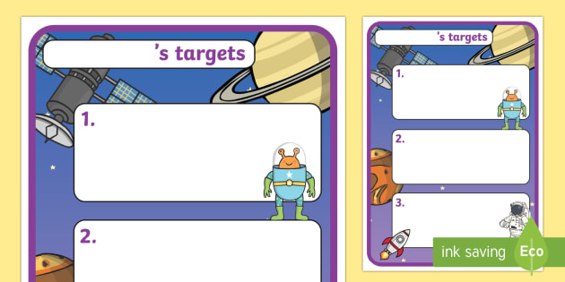 Themed Target Sheets Space (teacher made)