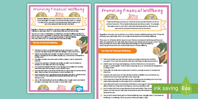 Staff Wellbeing Promoting Financial Wellbeing Display Poster