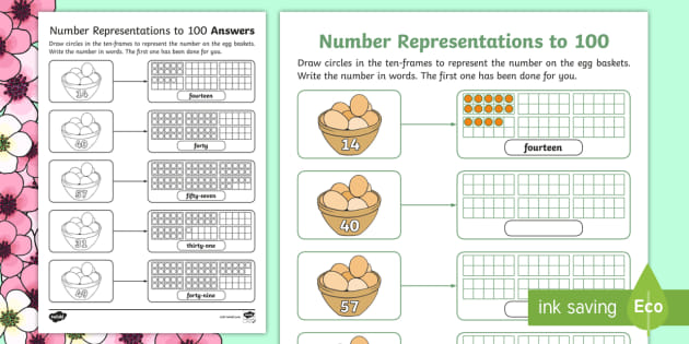 Representing Numbers Within 100 Worksheet