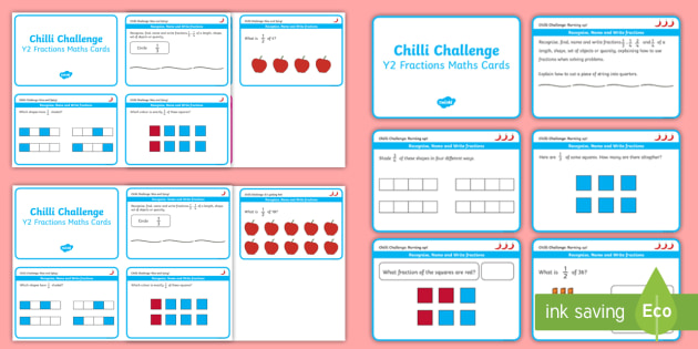 Year 2 Maths Fractions Chilli Challenge Cards (teacher made)
