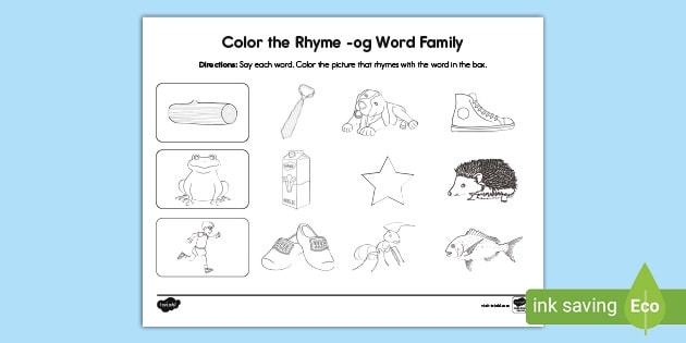 Color the Rhyme -og Word Family Activity (teacher made)