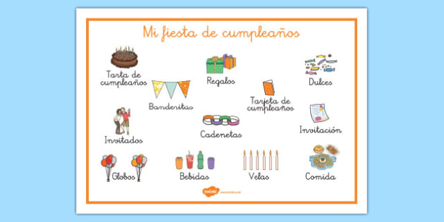 Tapiz de vocabulario Mi fiesta de cumpleaños