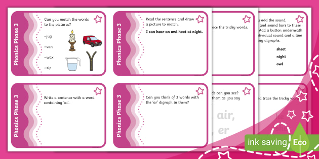Phonics Phase 3: On the Go Phonics Activity Cards