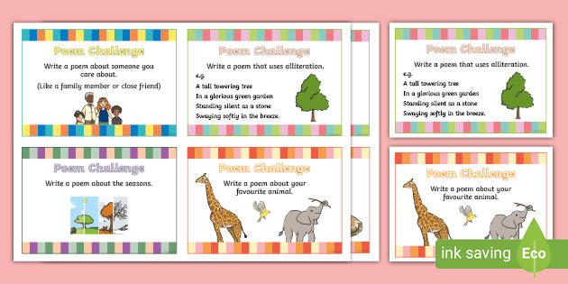 Writing Poems Challenge Cards