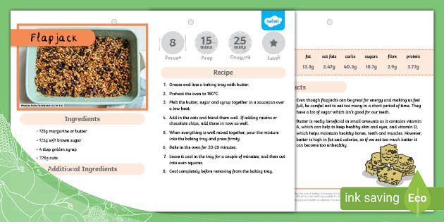 Flapjack Recipe (teacher made)