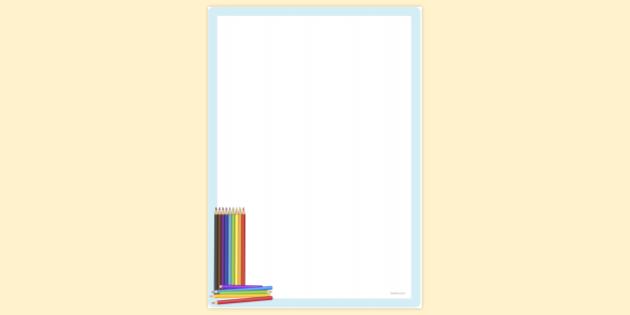 FREE! - Simple Blank Pencil Crayons Page Border | Twinkl