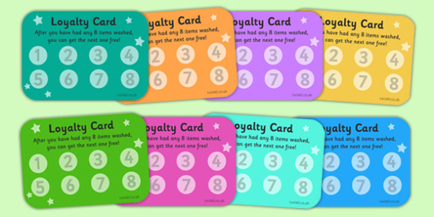 Laundrette Role Play Loyalty Cards -washing, laundrette, washing machine