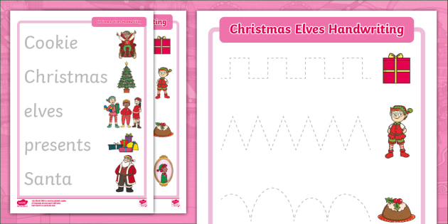 Christmas Elves Handwriting Worksheets (teacher made)