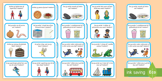 Vir Gesprek Oefening Vrae Kaarte