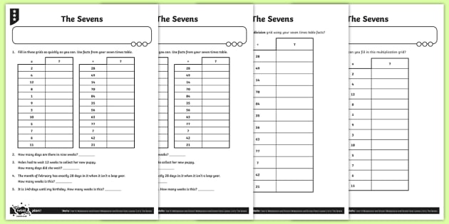 The Seven Times Table Worksheet / Worksheets