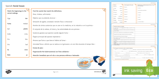 Social Issues Activity Mat Spanish (teacher made)