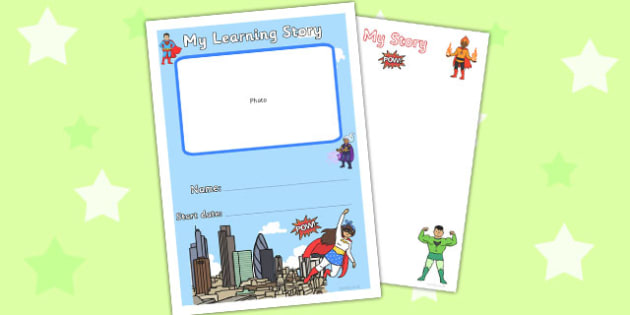 EYFS My Learning Story Front Cover Superhero Themed