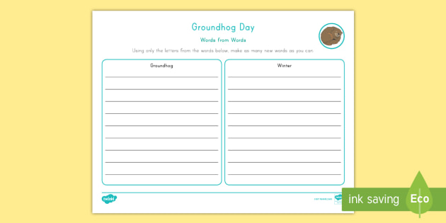 Groundhog Day Making Words From Words Activity