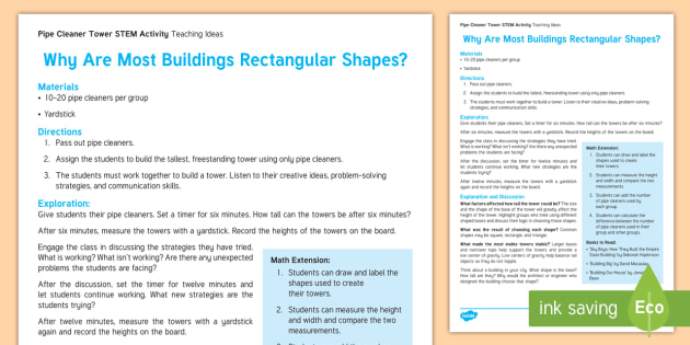 Pipe Cleaner Tower STEAM Teaching Ideas (Teacher-Made)