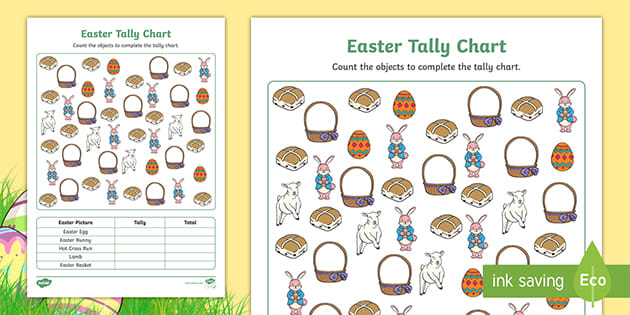 👉 Easter Count and Tally Worksheet (teacher made)