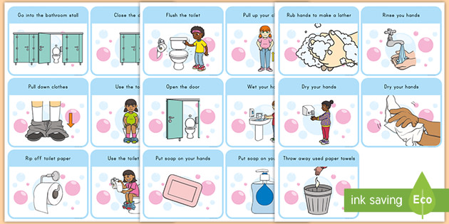 Girls' Using the Bathroom Sequencing Cards (teacher made)
