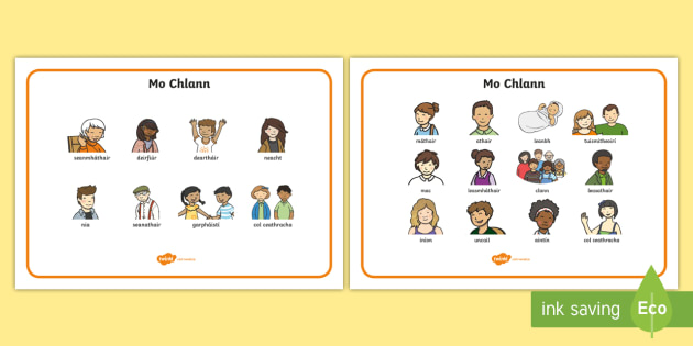 My Family Word Mat Gaeilge