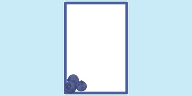 FREE! - Simple Blank Blueberry Page Border | Page Borders | Twinkl