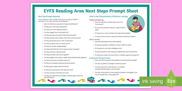 * NEW * EYFS Reading Area Next Steps Prompt Poster - prompt
