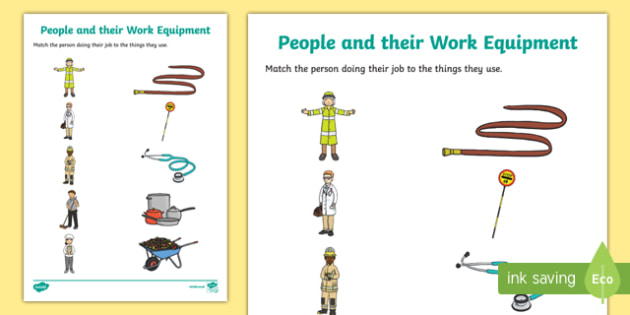 People and their Work Equipment Matching Worksheet / Worksheet-Irish,