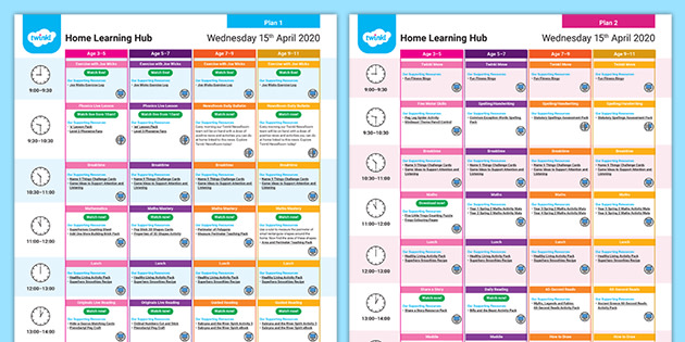 FREE! - Home Learning Hub Daily Plan Wednesday 15th April