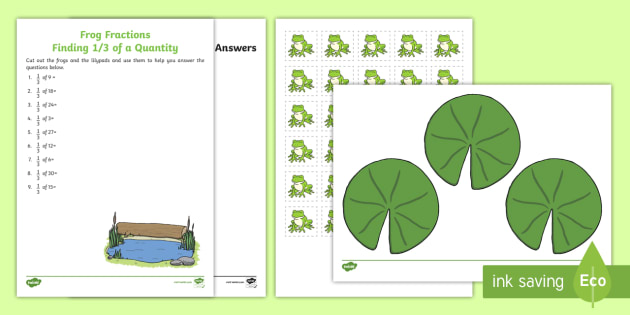 Frog Fractions Finding a Third of a Quantity Worksheet / Worksheet