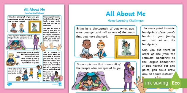 All About Me - Home Learning Challenge Sheet Reception FS2