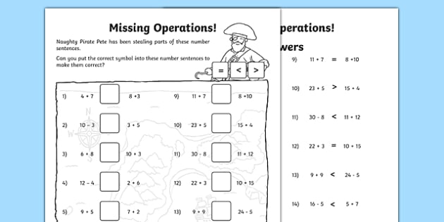 Missing Operations Worksheet / Worksheet, worksheet