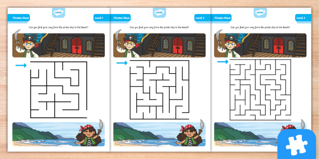 Fun Pirates Maze Puzzle Pack - AL - Twinkl Puzzled - Kids