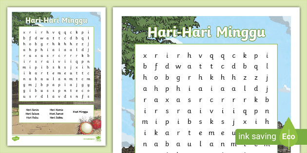 Days of the Week Word Search Indonesian (teacher made)