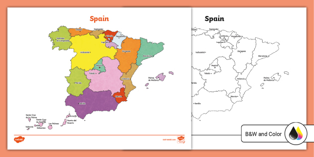 Main Cities of Spain Map (teacher made)